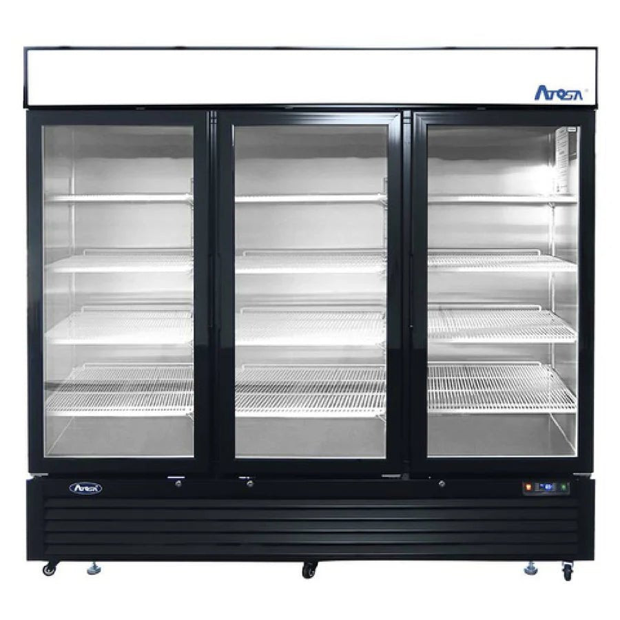 New Atosa MCF8728GR Bottom Mount (3) Glass Door Merchandiser Freezer ...
